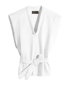 LEMAIRE V-neck Belted Cotton Vest - White