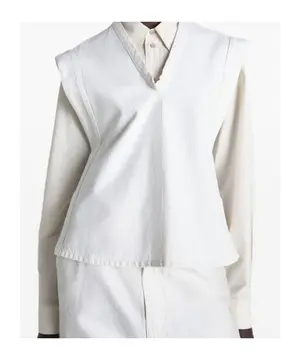 LEMAIRE V-neck Belted Cotton Vest - White