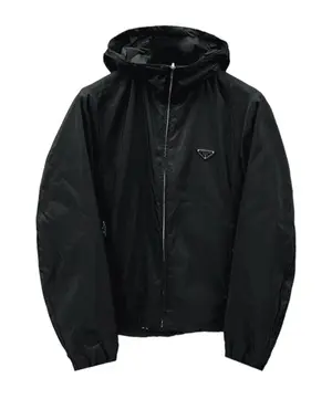 Prada Long Sleeve Zip-up Jacket With Logo Detail