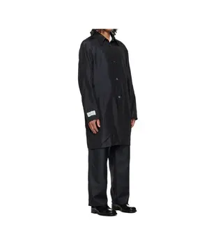 WOOYOUNGMI Drawstring Cuff Logo Patch Coat - Black