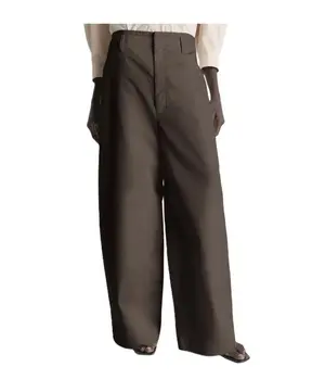 LEMAIRE Wide Leg Chino Trousers - Black