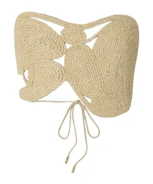 CULT GAIA Cult Gaia Asymmetrical Raffia Top