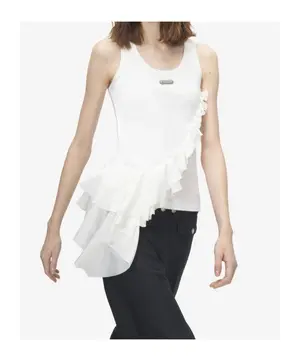 Alexander McQueen Asymmetrical Ruffle Tank Top - Ivory