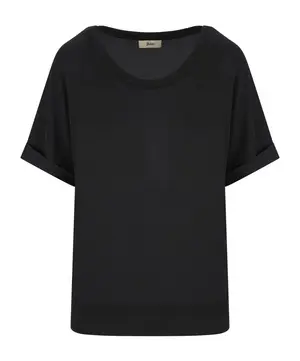 Herno Crewneck Short-sleeved T-shirt With Pleated Detail - Black