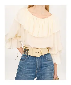 Chloé Long Sleeve Ruffled Silk Blouse - Ivory