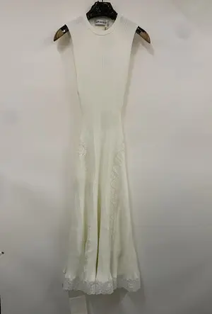SELF-PORTRAIT Lace-panel Knitted Midi Dress