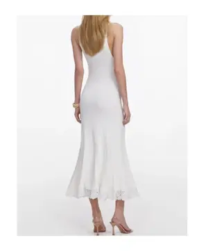 SELF-PORTRAIT Lace-panel Knitted Midi Dress