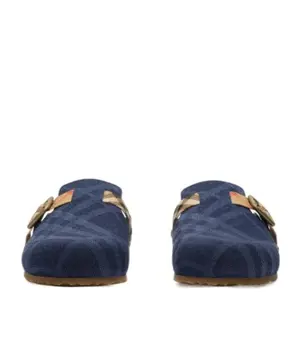 Burberry Urchin Buckle Flat Mules - Navy