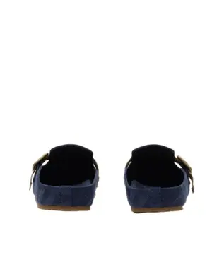 Burberry Urchin Buckle Flat Mules - Navy