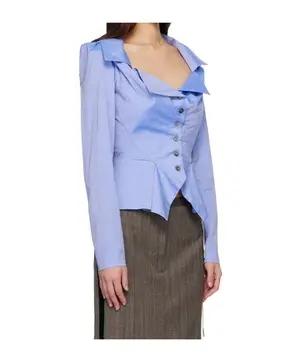 VIVIENNE WESTWOOD Long-sleeved Shirt With Ruffled Hem - Blue