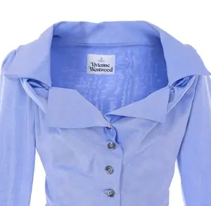 VIVIENNE WESTWOOD Long-sleeved Shirt With Ruffled Hem - Blue