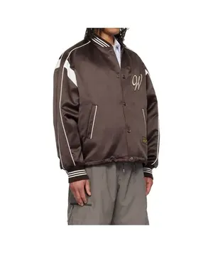 WOOYOUNGMI Embroidered Logo Baseball Jacket - Brown