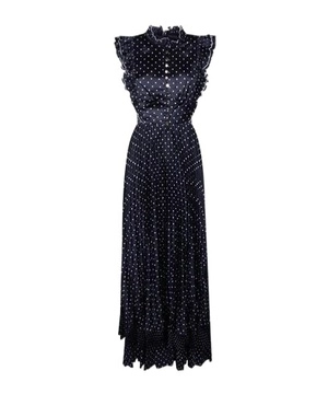 SELF-PORTRAIT Ruffled Polka Dot Maxi Dress - Black
