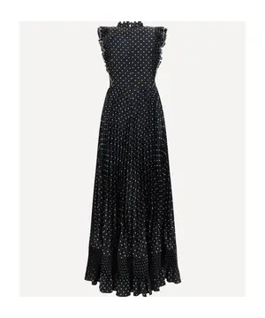 SELF-PORTRAIT Ruffled Polka Dot Maxi Dress