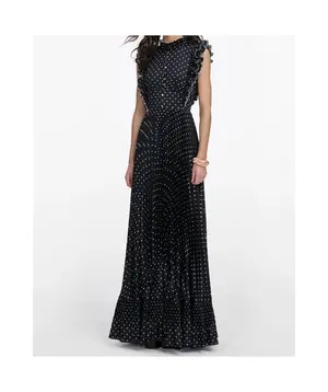 SELF-PORTRAIT Ruffled Polka Dot Maxi Dress