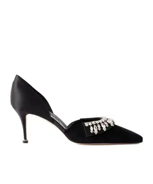 Manolo Blahnik Embellished Crepe De Chine Pumps