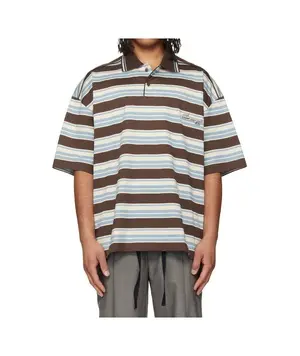 WOOYOUNGMI Striped Short-sleeved Polo Shirt