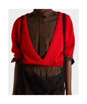 Prada Cashmere V-neck Sweater - Red