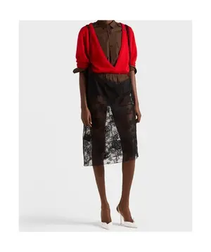 Prada Cashmere V-neck Sweater - Red