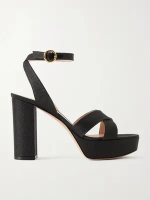 GIANVITO ROSSI Sabrina Haiti 70 Raffia Platform Sandals - Black