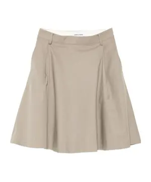LOW CLASSIC Pleated A-line Midi Skirt - Nude