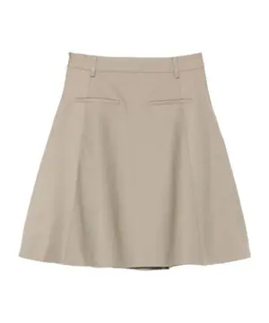 LOW CLASSIC Pleated A-line Midi Skirt - Nude
