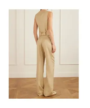 Gabriela Hearst Coleridge Wool, Silk And Linen-blend Twill Vest - Beige