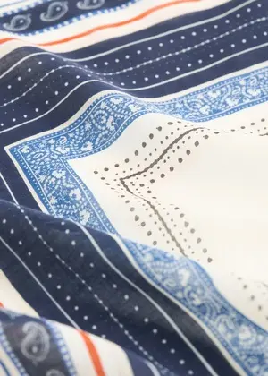 TOTEME Monogram-print Cotton Tulle Sarong - Ecru/navy