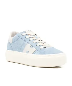 Hogan H705 Lace-up Round Toe Sneakers - Light Blue