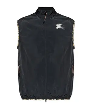Burberry Checked-trim Vest - Black