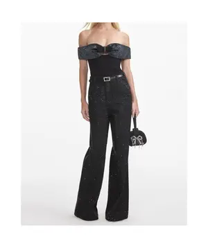 SELF-PORTRAIT Bow Detail Strapless Crepe Top