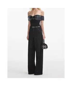 SELF-PORTRAIT Bow Detail Strapless Crepe Top