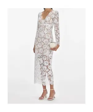 SELF-PORTRAIT Floral Lace Midi Dress With Bow Detail