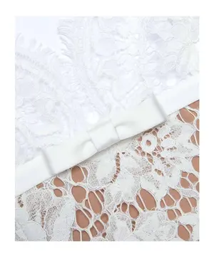 SELF-PORTRAIT Floral Lace Midi Dress With Bow Detail