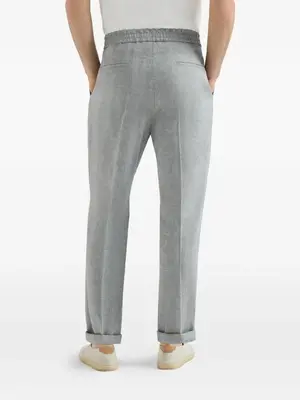 Brunello Cucinelli Drawstring Tailored Pleated Pants - Gray