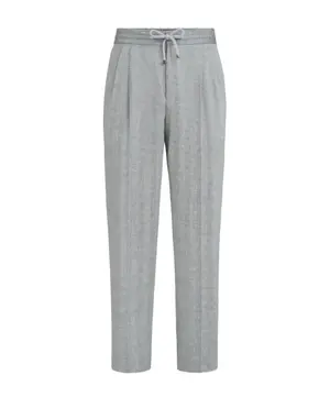 Brunello Cucinelli Drawstring Tailored Pleated Pants - Gray