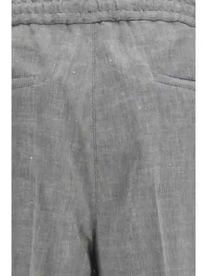 Brunello Cucinelli Drawstring Tailored Pleated Pants - Gray