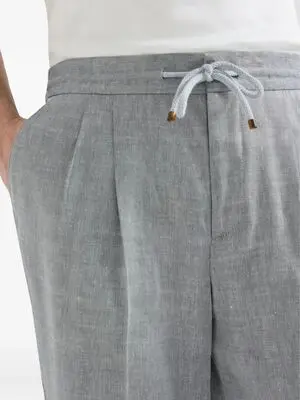 Brunello Cucinelli Drawstring Tailored Pleated Pants - Gray