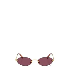 Miu Miu Rimless Oval Sunglasses - Red