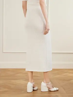 Gabriela Hearst Terranova Silk Knit Midi Skirt - White