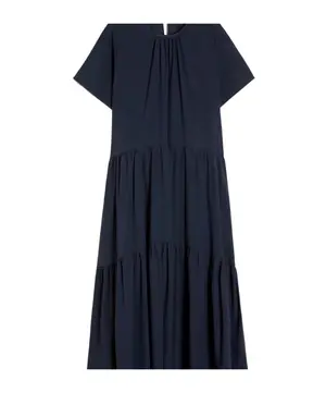 Max Mara Alloro Tiered Midi Dress - Navy Blue