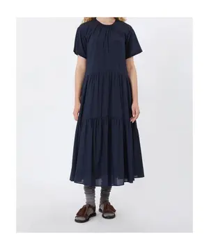 Max Mara Alloro Tiered Midi Dress - Navy Blue