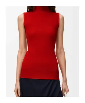 Loewe Sleeveless Ribbed Turtleneck Top