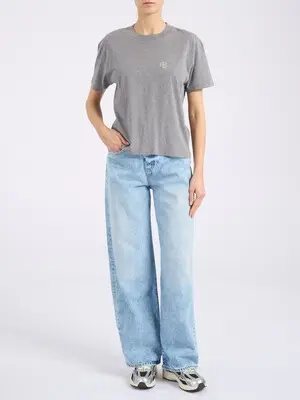 ANINE BING Ab" Logo Short Sleeve T-shirt - Gray