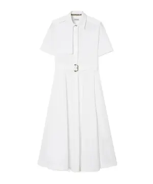 Burberry Burberry Belted Poplin Shirt Dress Optical White