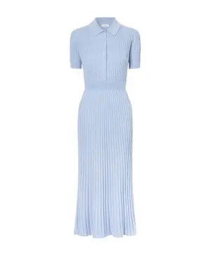 Gabriela Hearst Ribbed Silk And Cashmere-blend Midi Dress - Sky-blue