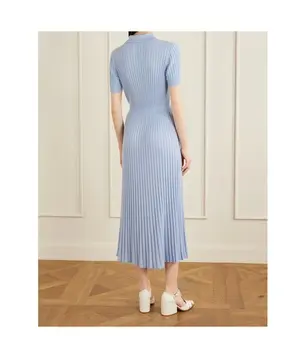 Gabriela Hearst Ribbed Silk And Cashmere-blend Midi Dress - Sky-blue