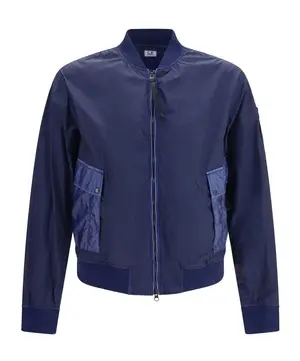 C.P. COMPANY Bi-tm Mixed Lens Bomber Jacket - Blue