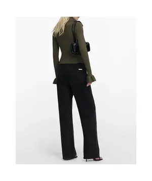 SELF-PORTRAIT Ruffled Cuff Cardigan - Khaki