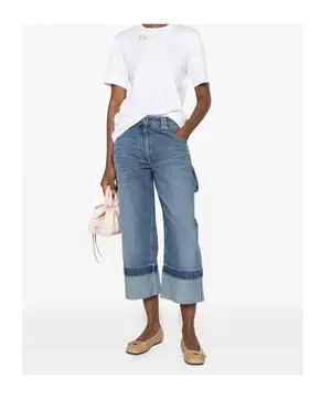 Simone Rocha Straight Leg Cuffed Jeans - Blue